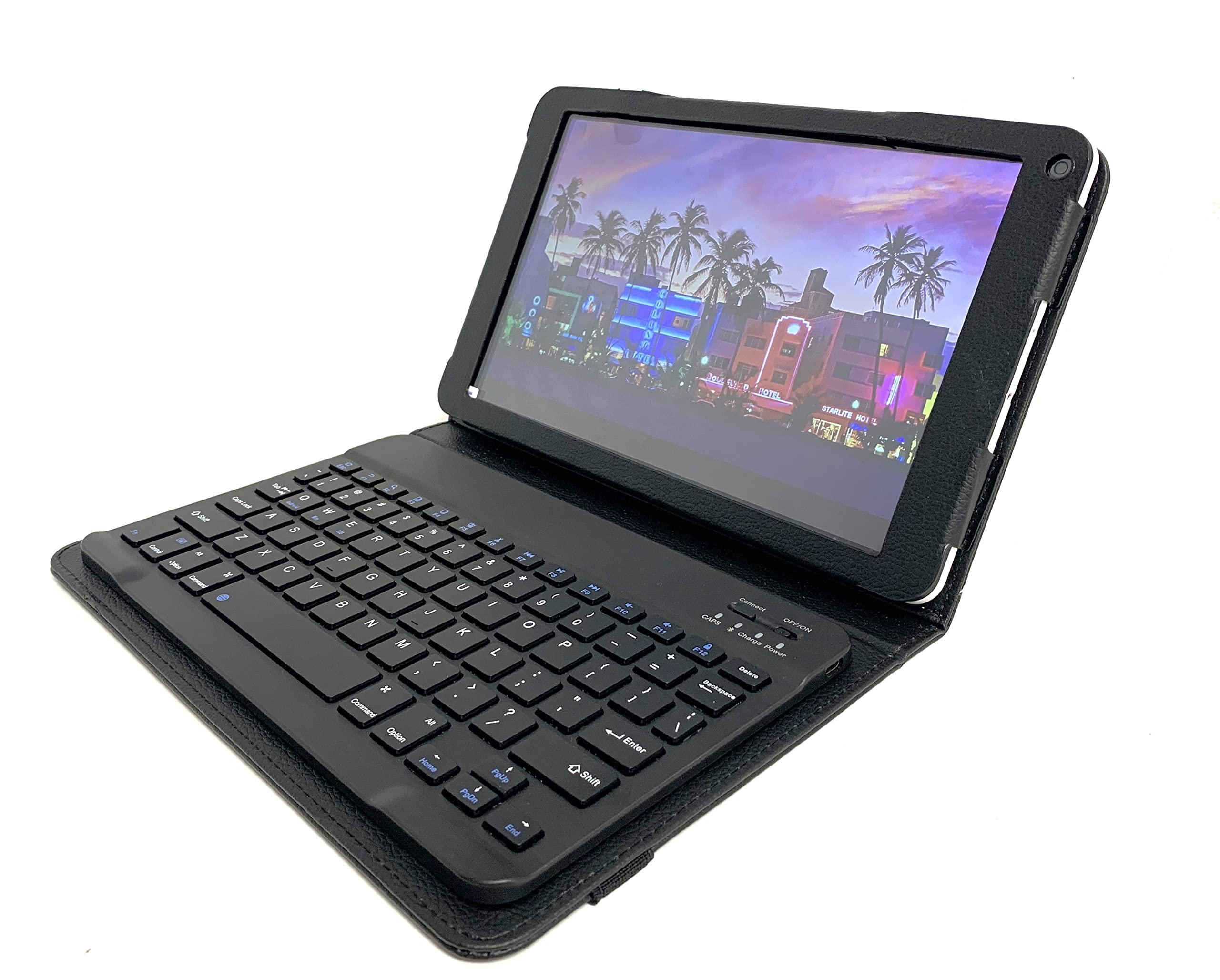 Android Tablet 10" Display 4G LTE Tablets Phone with Dual SIM 32GB + 128GB SD Slot 6000 mAh WiFi GPS Bluetooth Keyboard + Case – Black