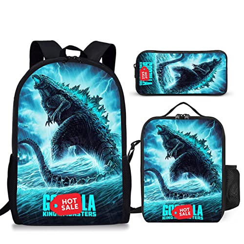 Backpack School Backpack Fashion Hiking Laptop Backpack with Lunch Box Pencil Case 3Pcs Set for Boys Girls Adult