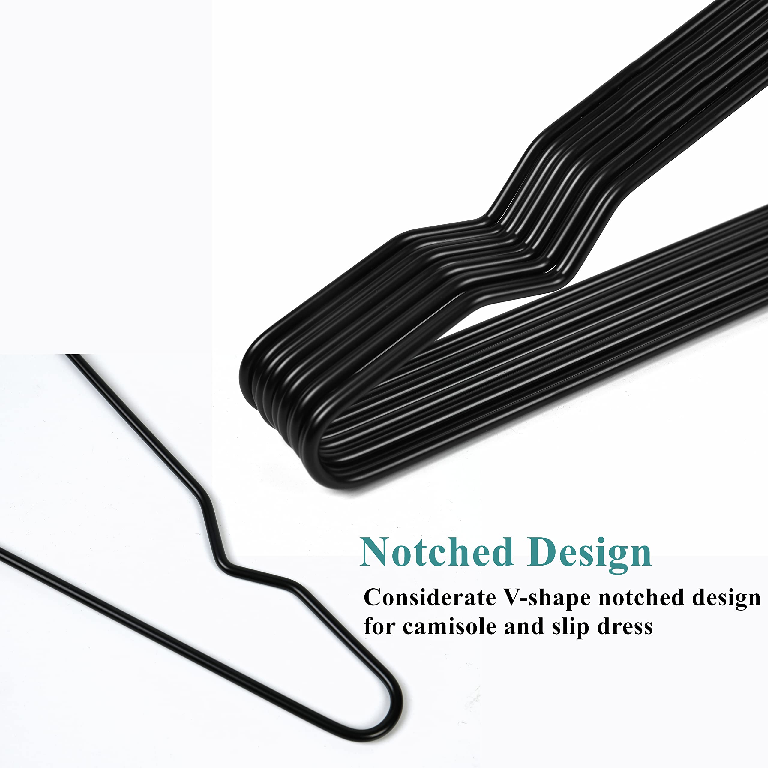 SYNHOZZ 16.5" Heavy Duty Matte Black Metal Hangers 20 Pack, Wire Black Clothes Hangers for Coat Suit, Shirts, Dress, Pants，Camisole Wedding Dress (Black, 20Pack)
