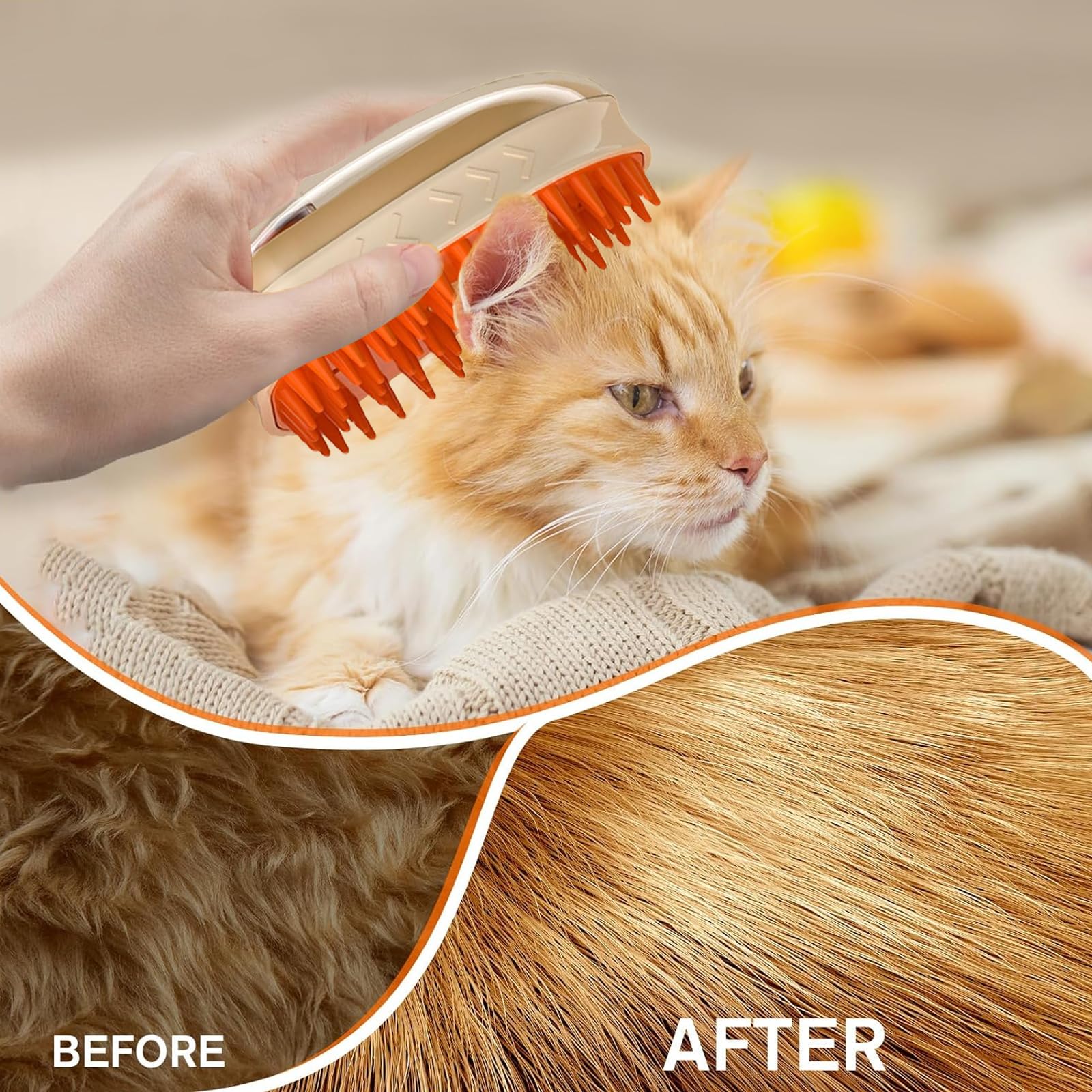 Cat Steam Brush for Shedding,3 in 1 Cat Brush with steam,Portable Pet Hair Removal Tool for Cat and Dog,Self Cleaning Steam Brush for Massage (Standard version)
