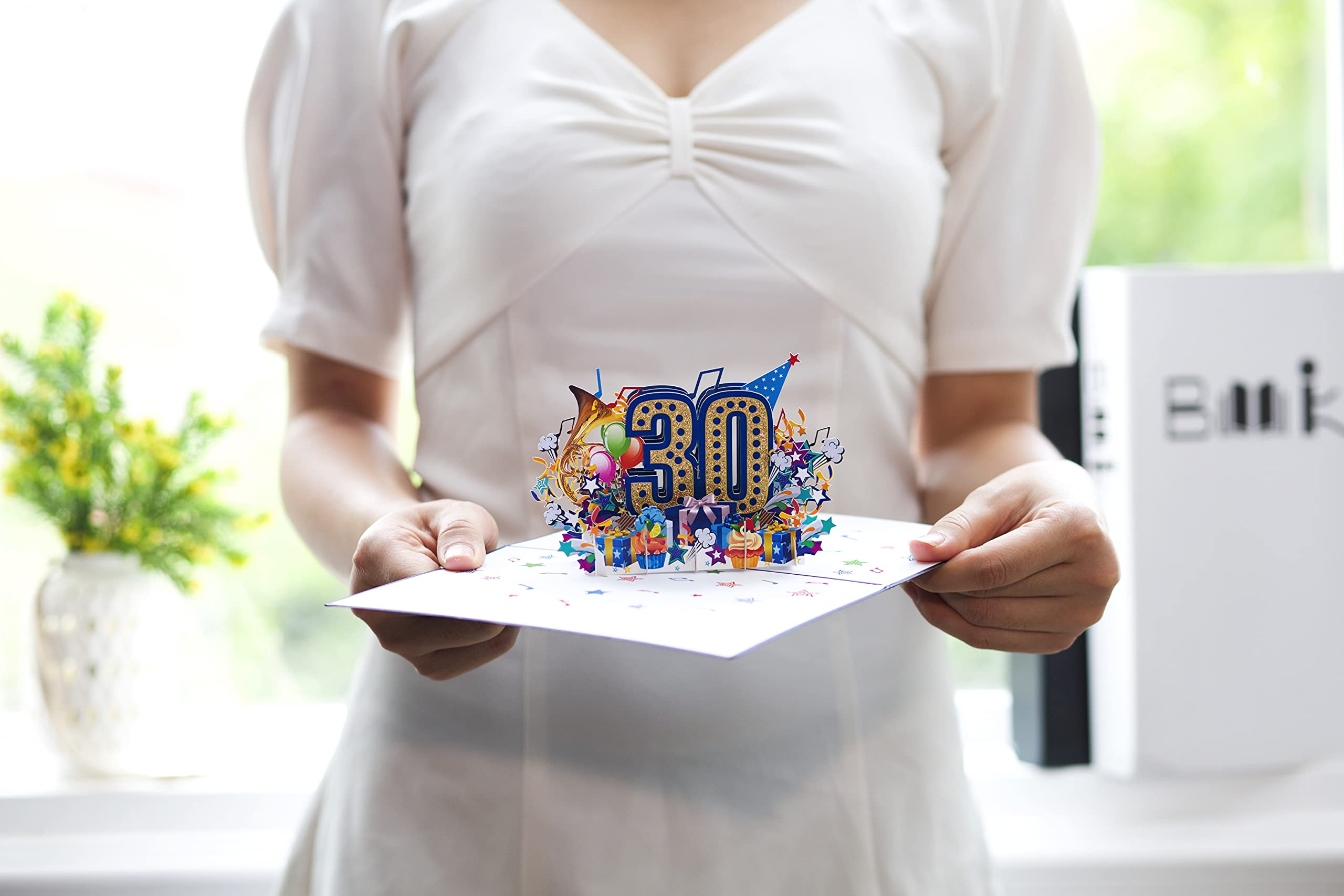 DKT HANDMADE Happy Birthday Pop Up Card - Pop Up Happy Birthday Card, Happy Birthday Number Age (Number Age 30th - Blue)