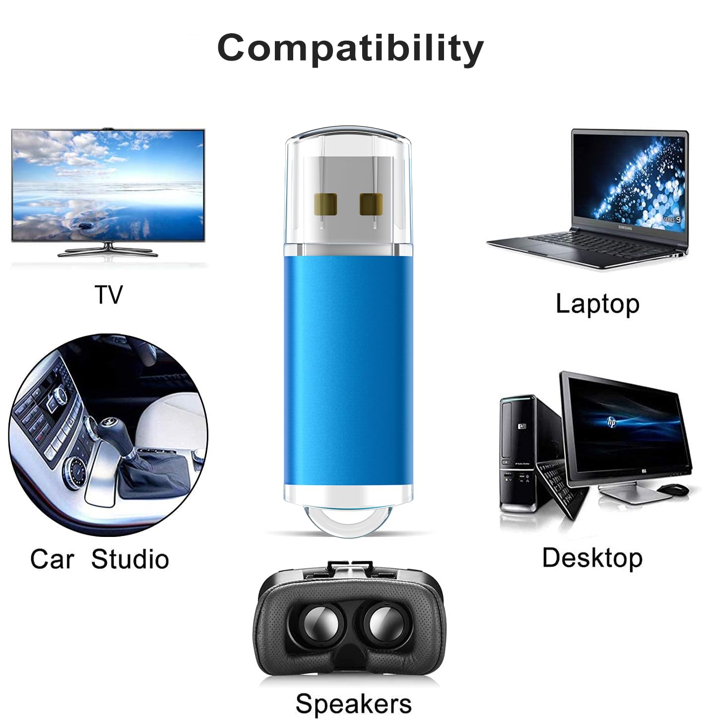 TOPESEL USB Flash Drive 5 Pack 32GB USB 2.0 Flash Drive Memory Stick USB Drive Jump Drive USB Storage Flash Drives Pen Drive Thumb Drives (5 Mixed Colors: Black Blue Green Red Silver)