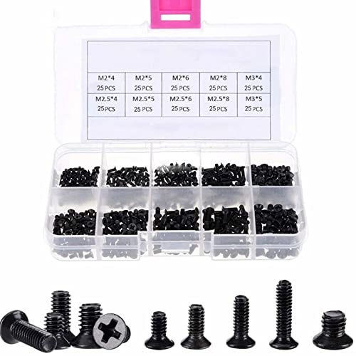 OPYTR Screw Anchors M2 M3 Screw Set KM2 Machine Laptop Screw Flat Head Drive Accessories for Repair Computer Electronic Laptop Screws Kit Anchors (Color : 250PCS Set, Size : Phillips KM Set)
