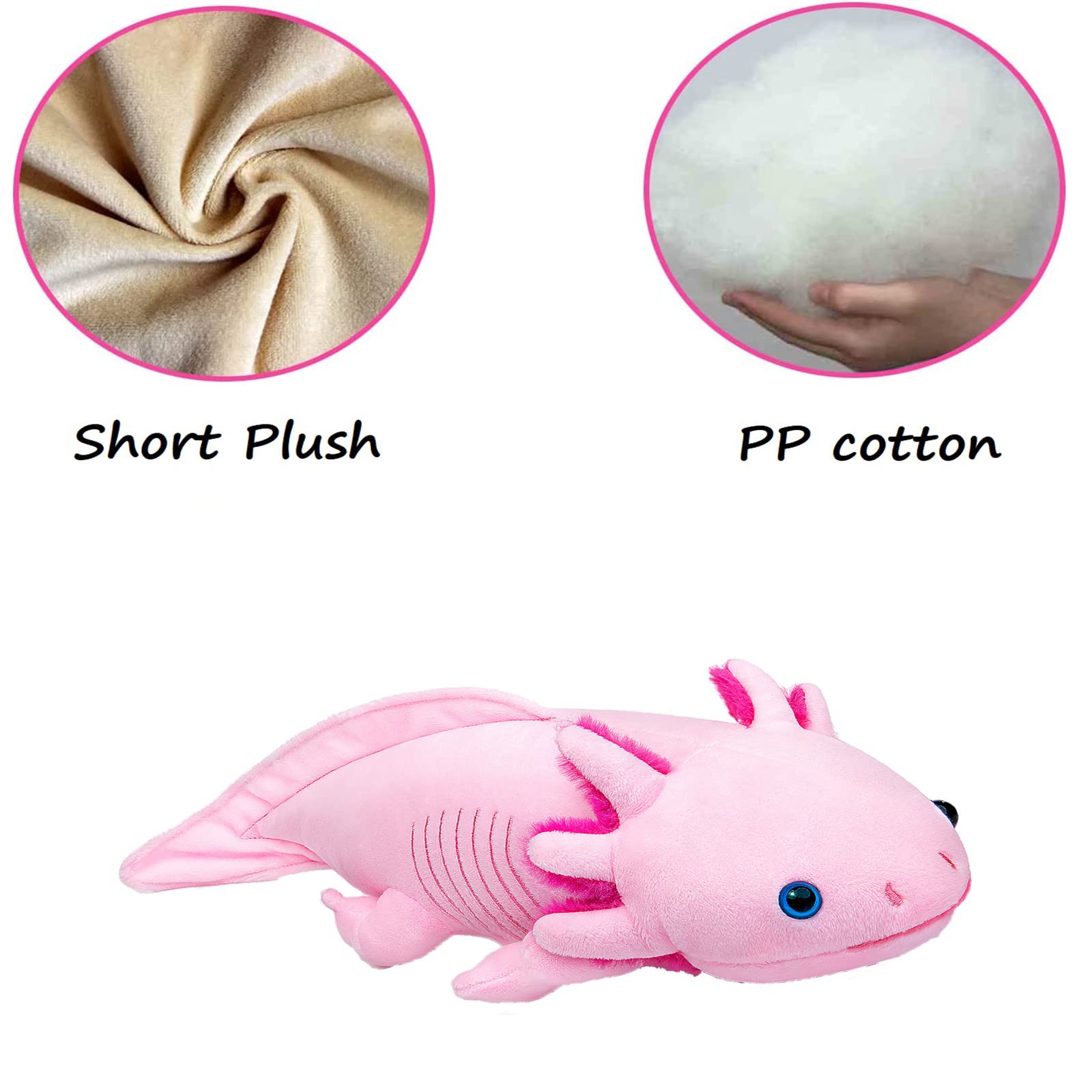 Tiny Heart Axolotl Plush,Stuffed Animal,Lifelike Cute Ambystoma Plush Toy,Gifts for Kids,18 Inches Long