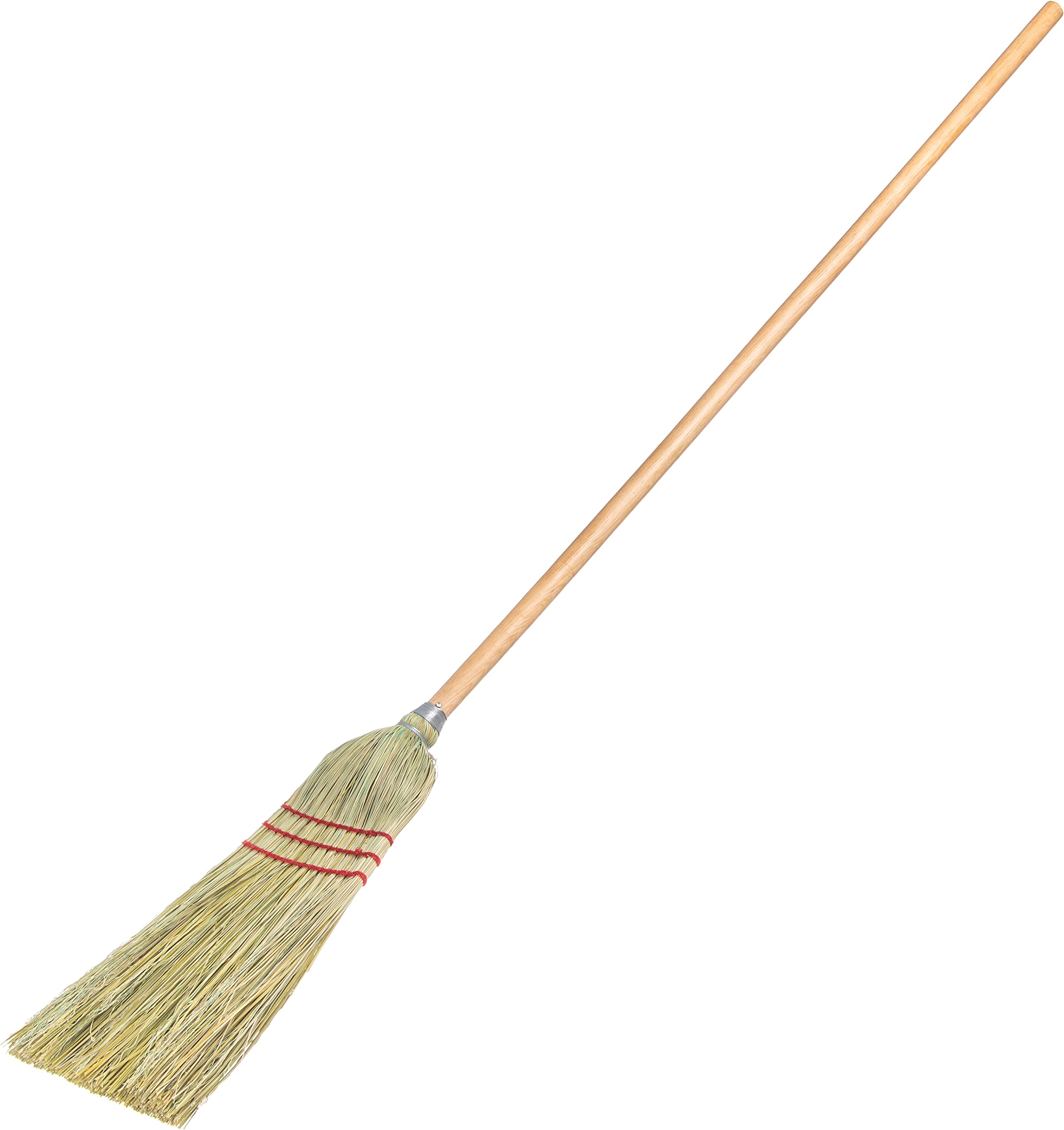 Carlisle 4134967 Warehouse Broom with Wood Handle, 10" Bristle Trim, 1" Height, 1" Width, 55" Length, Corn Blend, Natural