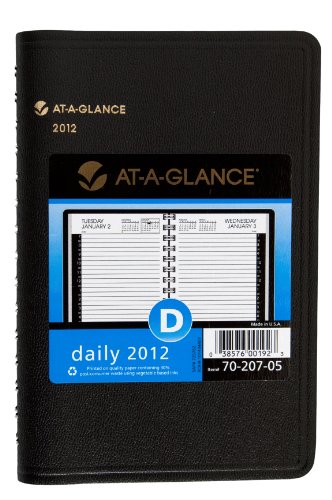 AT-A-GLANCE Recycled Daily Appointment Book, 5 x 8 Inches, Black, 2012 (70-207-05)