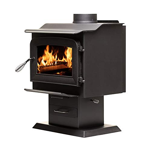 Ashley Hearth AW1120E-P 1,200 Sq. Ft. EPA Certified Pedestal Wood Burning Stove, Black