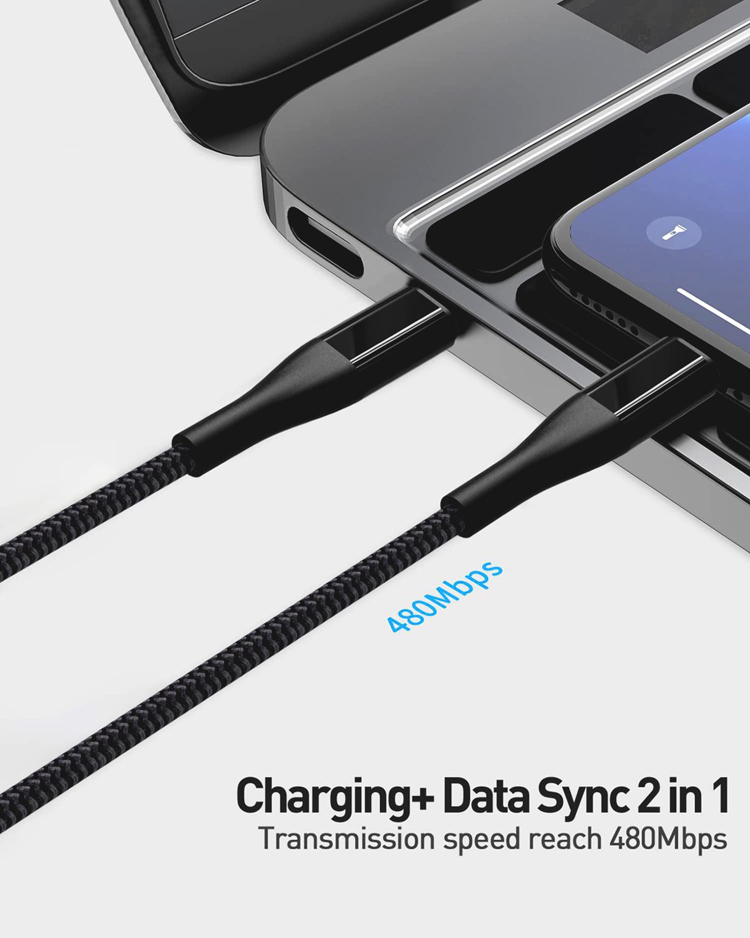 ANDNOVA USB C to Lightning Cable 10FT + 10FT, [Apple MFi Certified] iPhone 20W Fast Charging Cord USB C iPhone Cable for iPhone 14/14 Pro/13/12/11 Pro Max Mini Series(2 Pack)