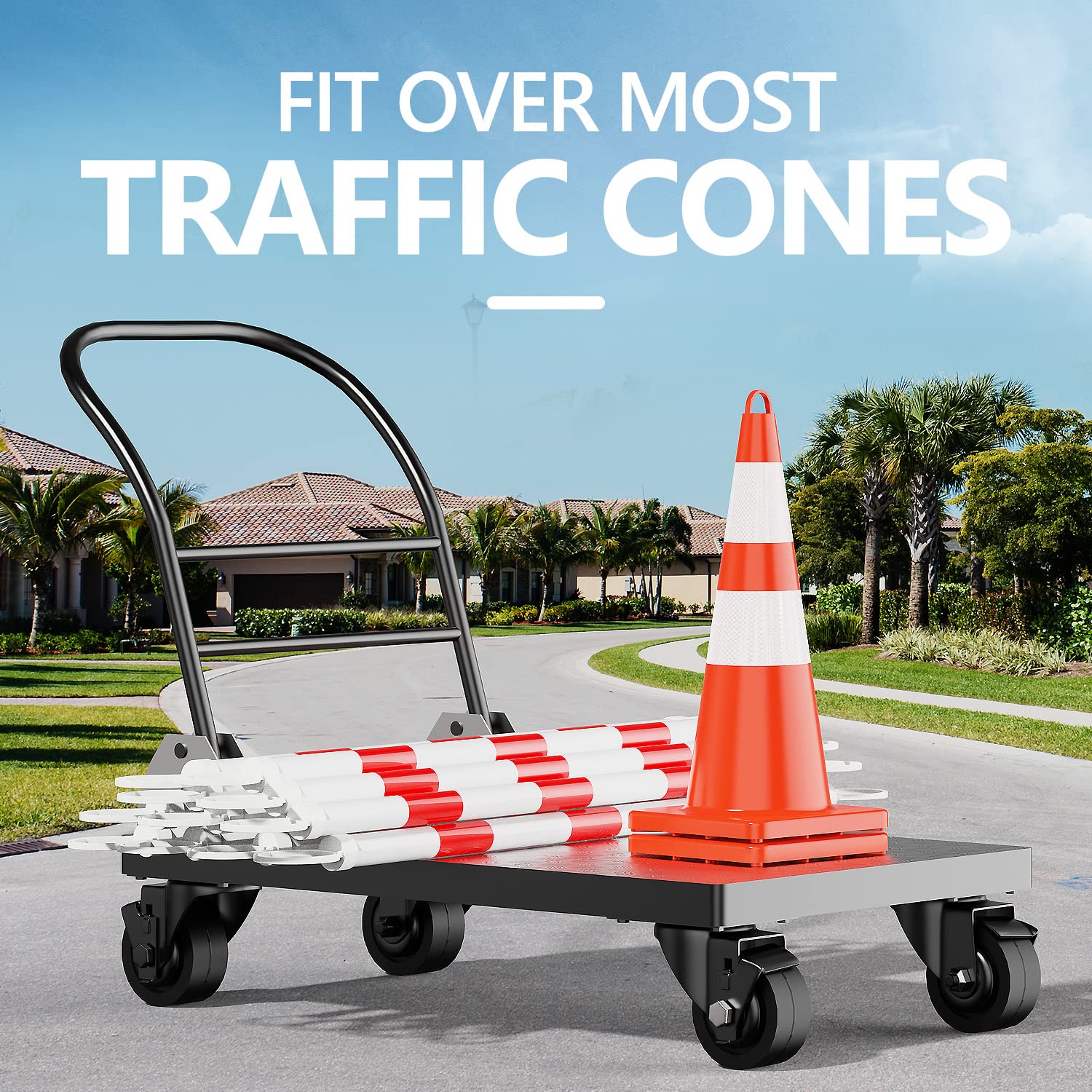 BATTIFE 2 Pack Retractable Traffic Cone Bar from 4ft to 6.9ft, Expandable Cone Bar for Traffic Road Parking use, White/Red [ Cone Not Include ]