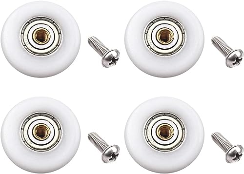 Atoplee 4 pcs Shower Door Rollers Runners Wheels - Replacement Part Bathroom Glass Door Runner Sliding Shower Door Roller Wheel (Roller Diameter 19mm)