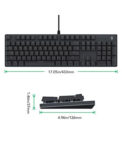 Black Shark Wired Gaming Keyboard, Quiet Red Switch Mechanical Keyboard with RGB Backlit, 104 Keys Full Size with Number Pad, LED Rainbow Light Up Keyboard for Computer PC Desktop