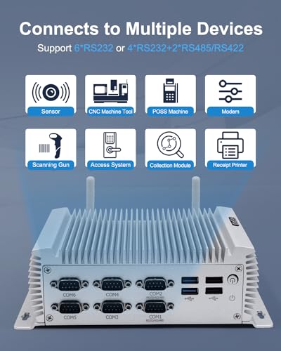 BASOARO Industrial Mini PC Windows 10, Fanless Desktop PC, Core i7 4500U, 8GB RAM 256GB SSD, 2 Gigabit Ethernet, HD, VGA, RS232/RS485 COM Port, 4 USB3.0, 4 USB2.0, WiFi, BT