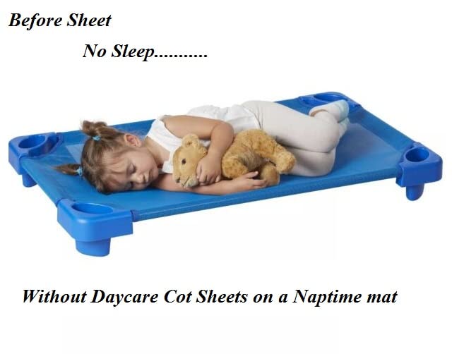 Daycare Sheets- Pre-School Cot Sheet, Children's Naptime Mat Sheet, White Breathable Soft 22 X 54 inch Pack of 6- Cot Fitted Sheet for Boys and Girls Standard Daycare Cot Sheets