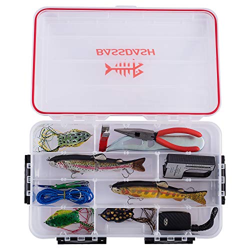 BASSDASH 3600 3670 3700 Tackle Storage Waterproof Utility Tackle Boxes Fishing Lure Tray with Adjustable dividers