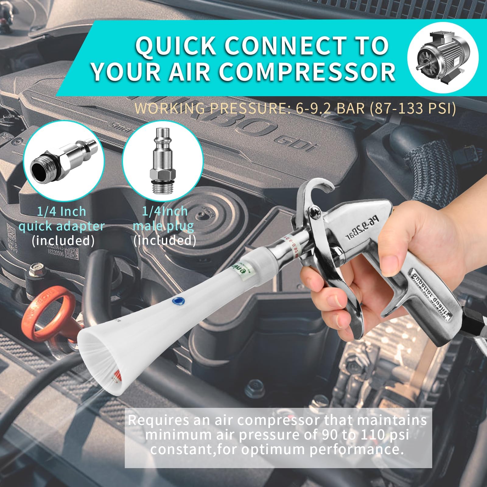 GOCCIDA Air Blow Gun with Brass Adjustable Air Flow Nozzle,Cleaning Gun Quickly Blasts Dirt and Dust from Surface Works with Air Compressor