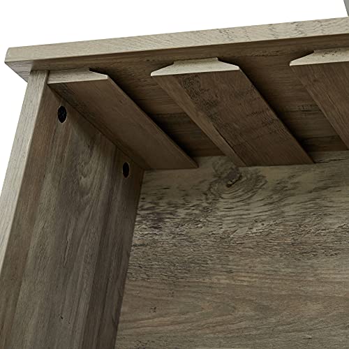 Home Source Bar Cabinet with Wine Rack and Glass Doors (Grey wash- Solid) (Wash Grey)