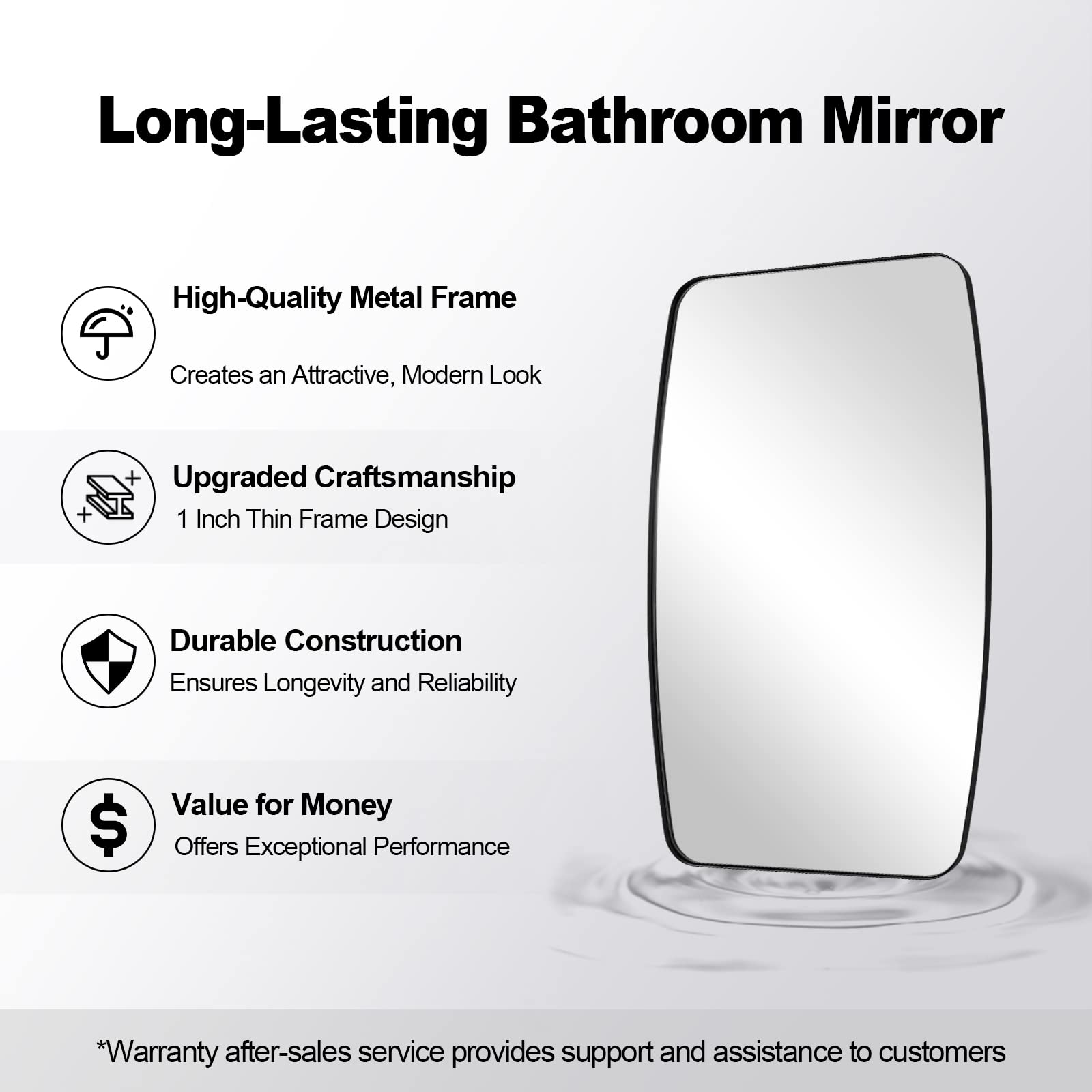 ANDY STAR Black Oval Mirrors for Bathroom, Large 24x40’’ Matte Black Metal Framed Oblong Wall Mirror, Modern Black Vanity Mirror in Stainless Steel Frame Wall Mount Horizontal or Vertical