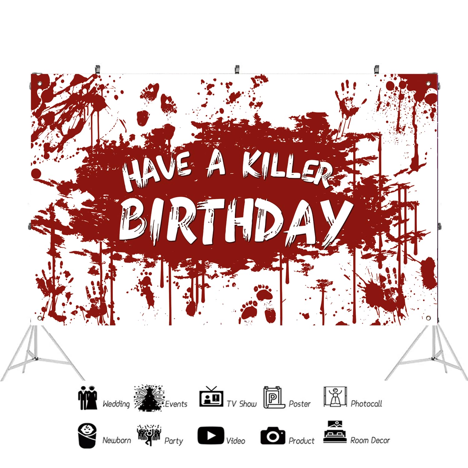 AUSHENKE Have a Killer Birthday Party Decorations Halloween Horror Birthday Banner Backdrop for Have a Killer Party Decorations, 71x43 inch