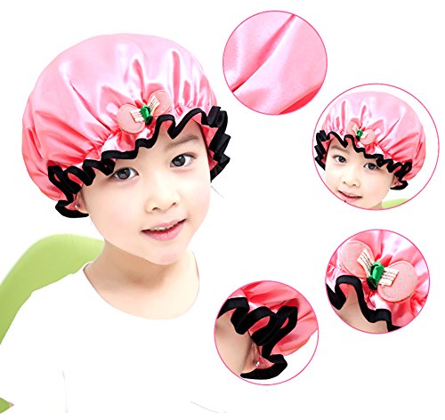 NKTM Girls Toddler Shower Cap, 2-Pack Cute Pink Shower Caps for Kids