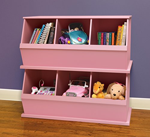 Badger Basket Three Bin Stackable Toy Storage Cubby Organizer - Pink