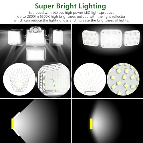 Awaydark Solar Lights Outdoor Motion Sensor Flood Light - Solar Powered Security Lights Outside Waterproof with 4 Lighting Mode Indoor Lights for House - Led Wall Light with Remote & Cord