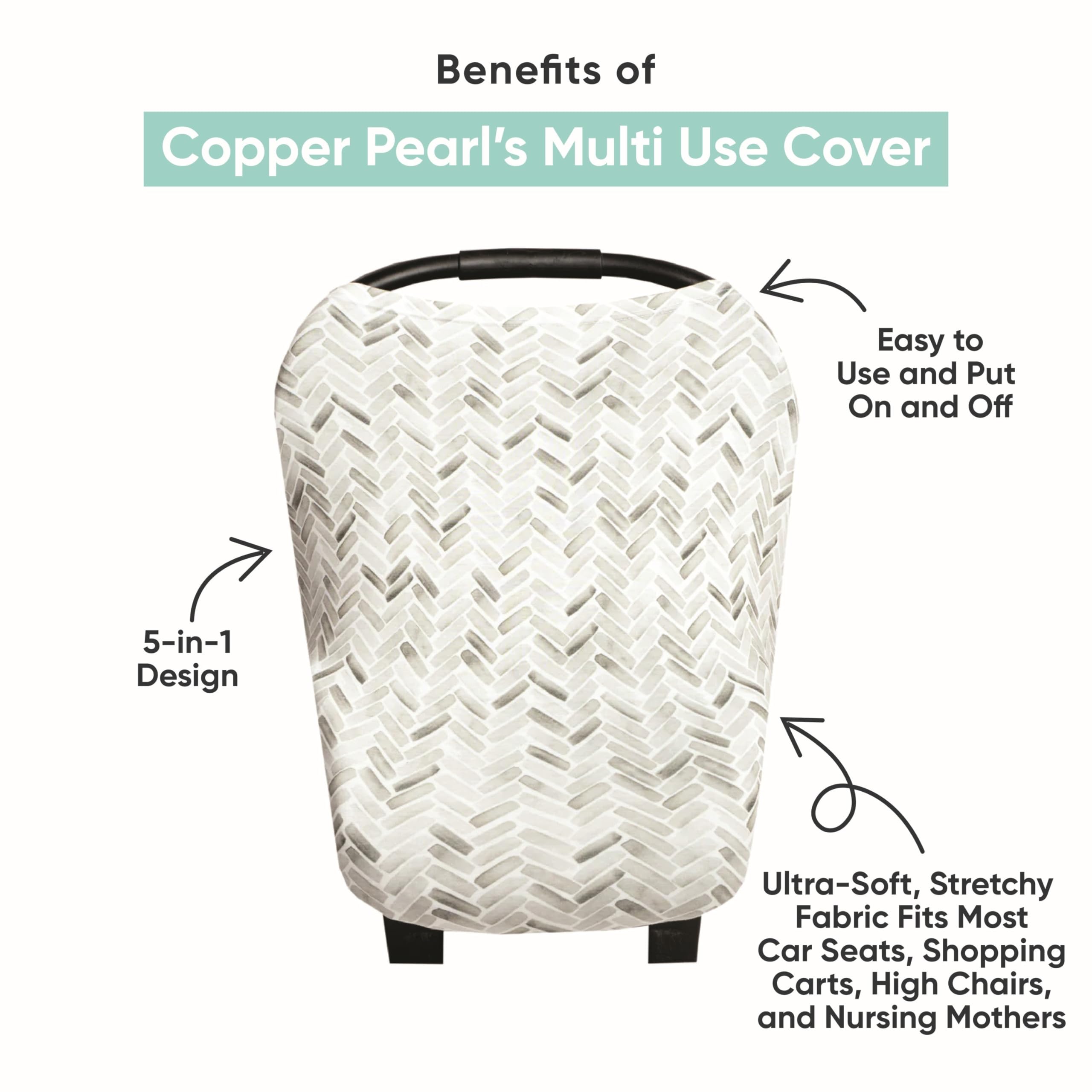 Baby Car Seat Cover Canopy and Nursing Cover Multi-Use Stretchy 5 in 1 Gift "North" by Copper Pearl