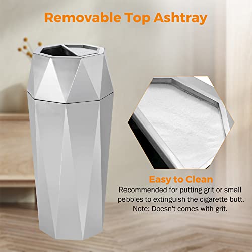 BEAMNOVA Bundle Black 15 x 31.5 in + Metallic 12 * 28 in Diamond-Shape Commercial Stainless Steel Trash Can with Lid Garbage Enclosure Inside Barrel Heavy Duty Waste Container