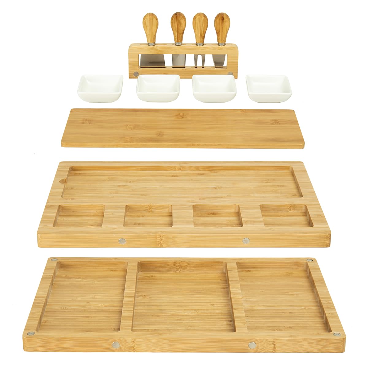 Charcuterie Board Cheese Boards Gift Set with Stainless Steel Knives, Slates and Bowls. Housewarming Gift, Wedding Gift for Couple, Bridal Shower Aperitif Board