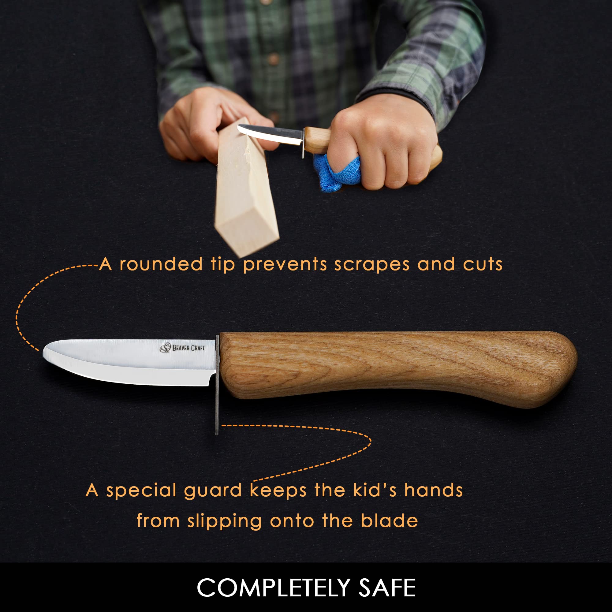 BeaverCraft Whittling Knife for Beginners C1 Kid Stropping Leather Strop Kit for Sharpening Knife Strop LS2P1