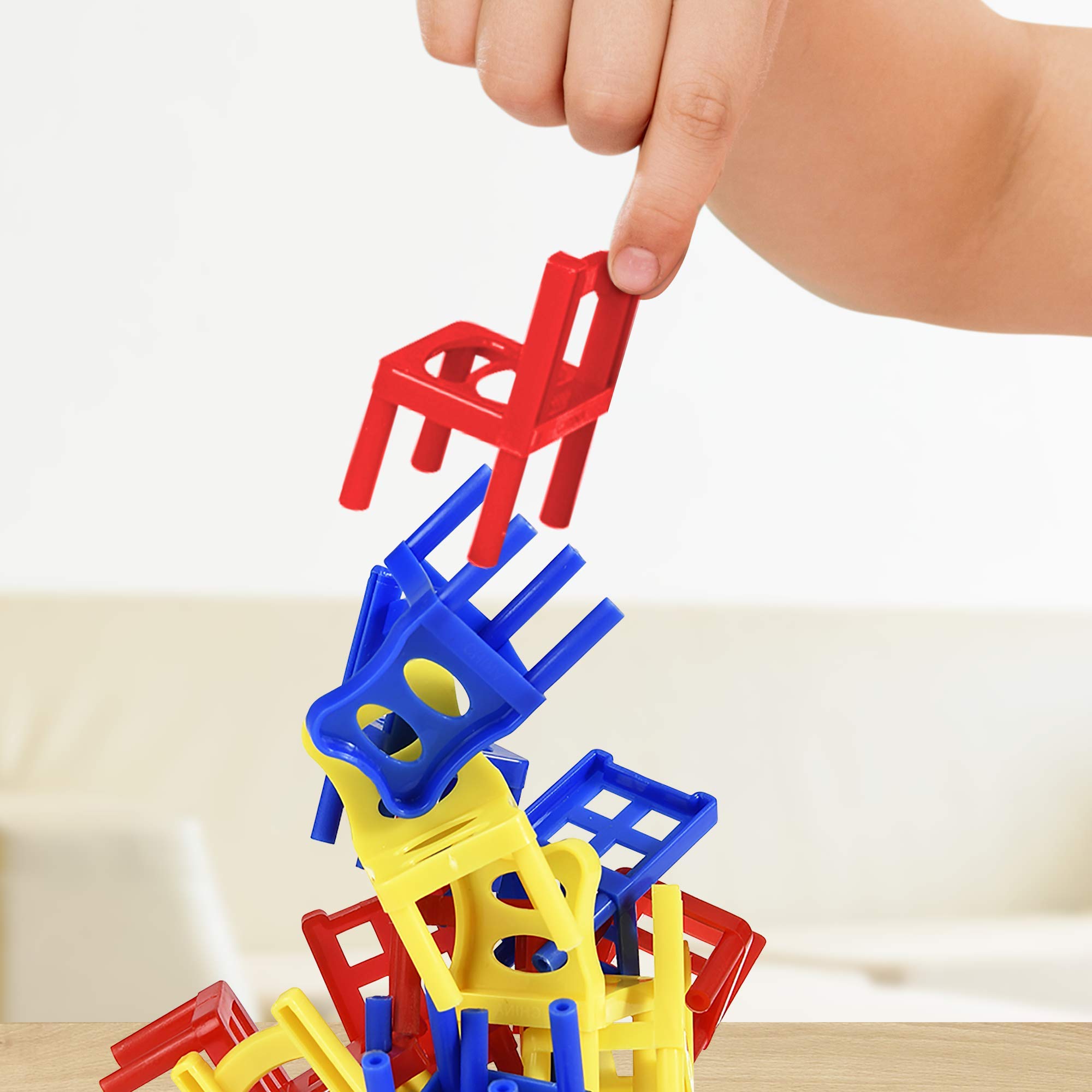 Gamie Balancing Chair Game, 2 Sets, Stacking Chair Games with 18 Mini Chairs & Instruction Guide, Family Game Night Games for Children, Development Learning Game for Coordination & Balance
