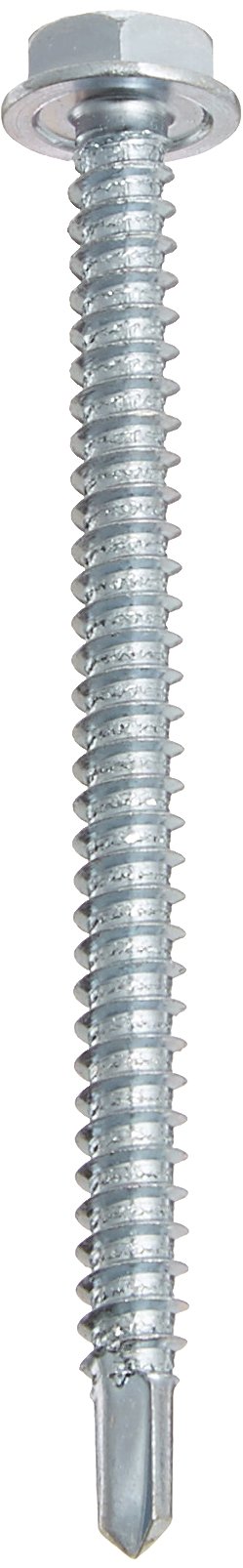 Small Parts 1040KW Steel Self-Drilling Screw, Zinc Plated Finish, Hex Washer Head, Hex Drive, #3 Drill Point, #10-16 Thread Size, 2-1/2" Length (Pack of 50)