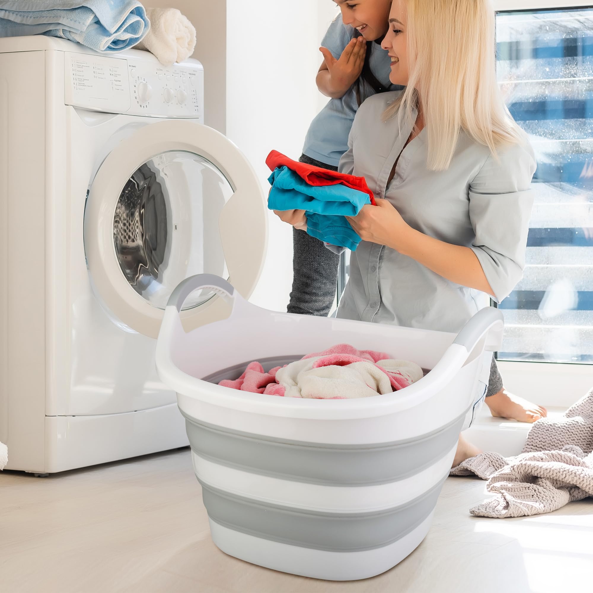 Tiawudi Foldable Laundry Basket, 50L (13.2 Gallon) Collapsible Laundry Hamper with Handles, Large Pop Up Wash Tub, Plastic Portable Storage Container/Organizer