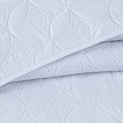 Chezmoi Collection Florenz 3-Piece King Size Quilt Set White - Soft Summer Lightweight Oversized King Bedspread 118 x 106, Medallion Pattern Coverlet for All Season