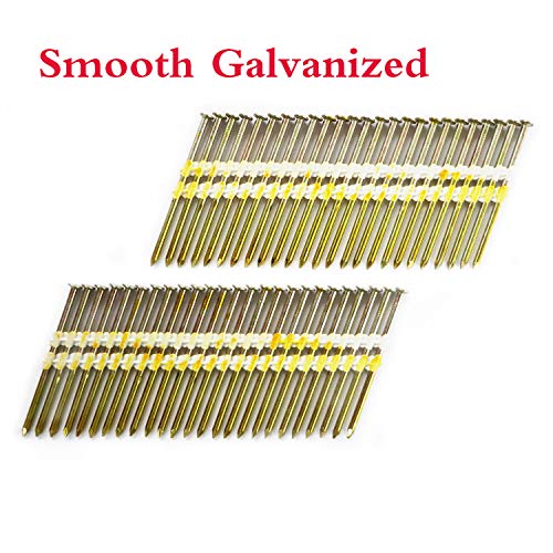 BHTOP 3 Inch Framing Nails, 21 Degree Bright Smooth Shank Plastic Collated Nails for Framing Nailer, 3 x .131,(1000 per Box)