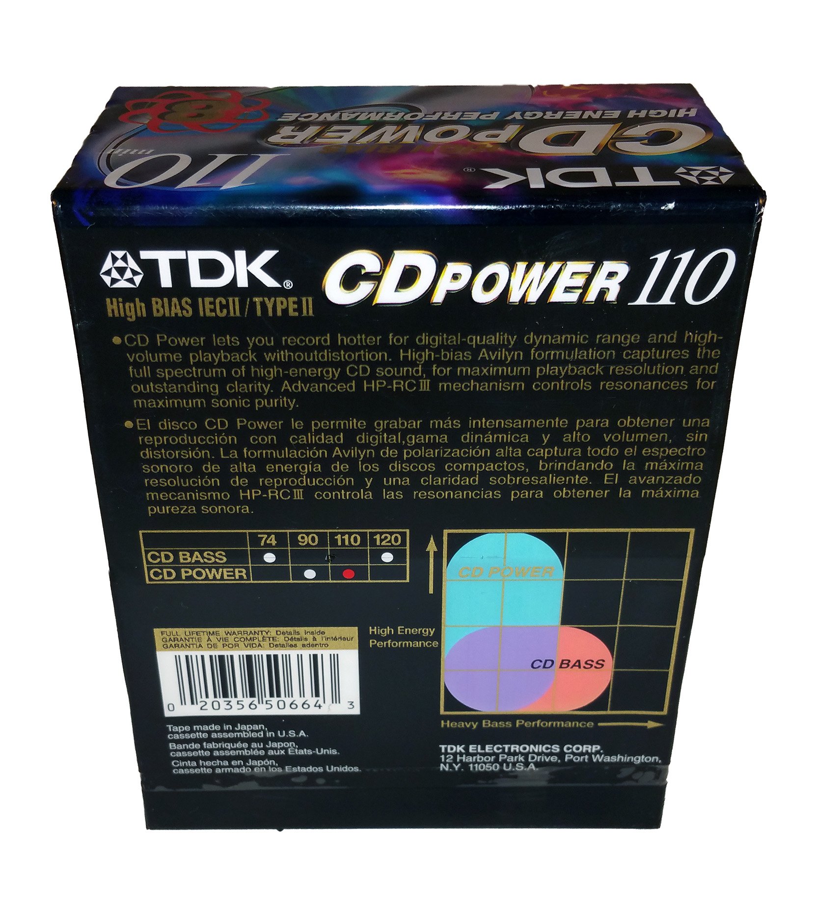 TDK CD Power 110 High Bias High Energy Performance Blank Audio Cassette Tapes - 8 Pack