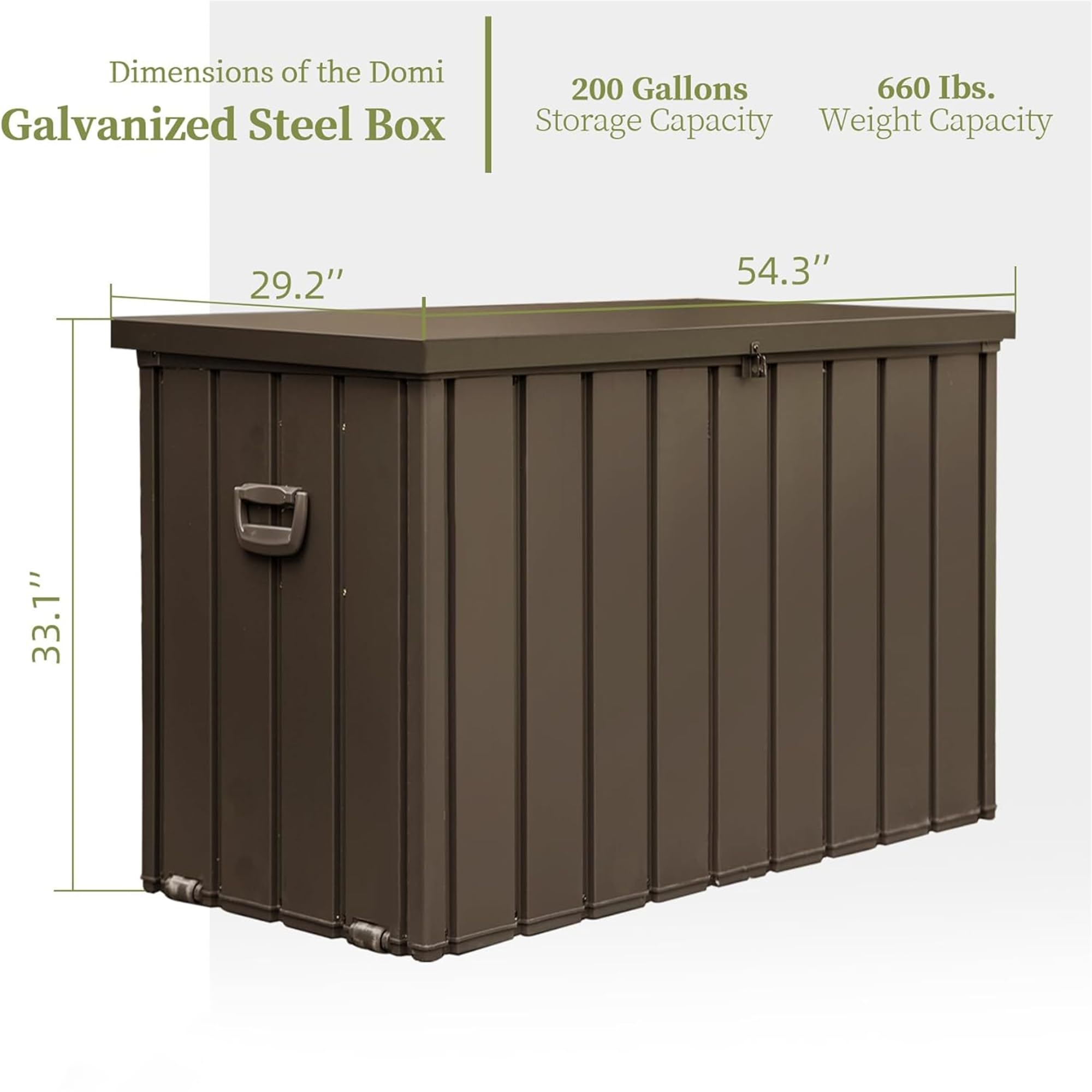 Caroluck 200 Gallon Outdoor Storage Deck Box, Large Waterproof Patio Outdoor Indoor Storage Box Home Bench Storage Container Cabinet Bin for Outside Cushions, Pillows, Garden Tools, Lockable, Brown