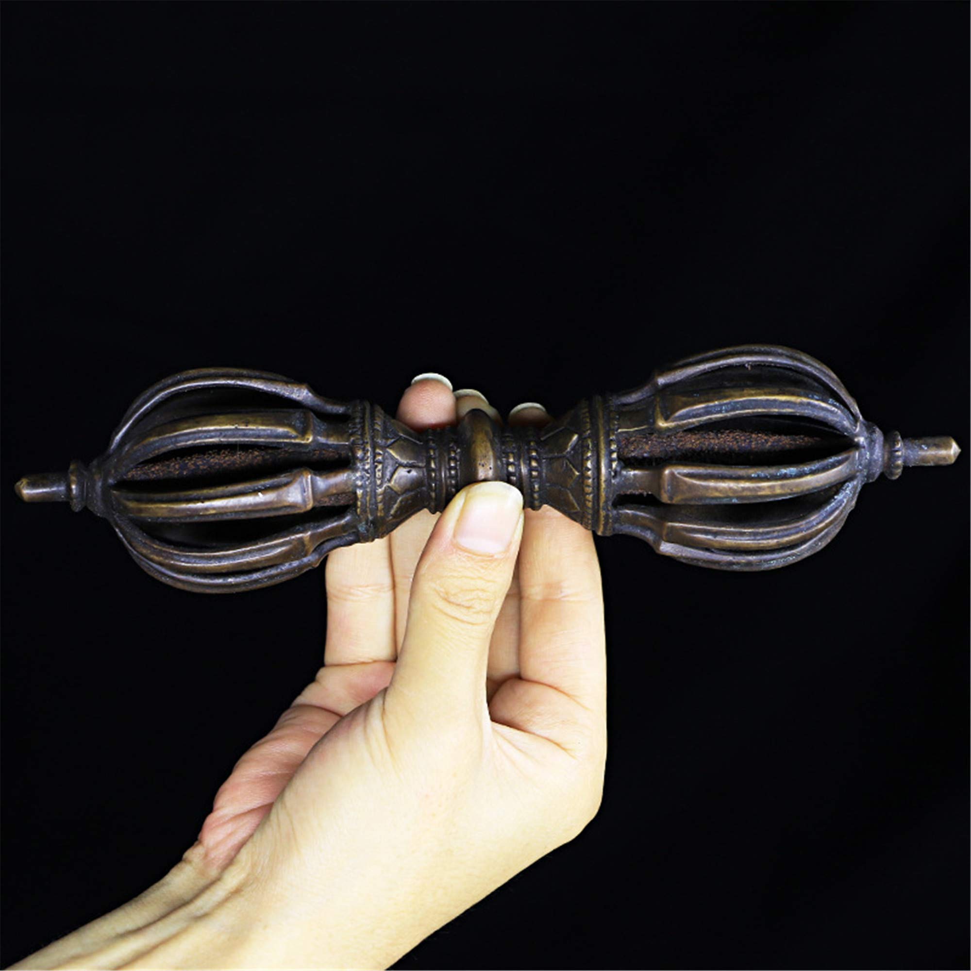 Gandhanra Powerful Vintage Tibetan Buddhism Dharma Ritual Vajra Dorje,Nine-pronged Phurba Pestle,Tantric Energy Device, Handmade in Nepal