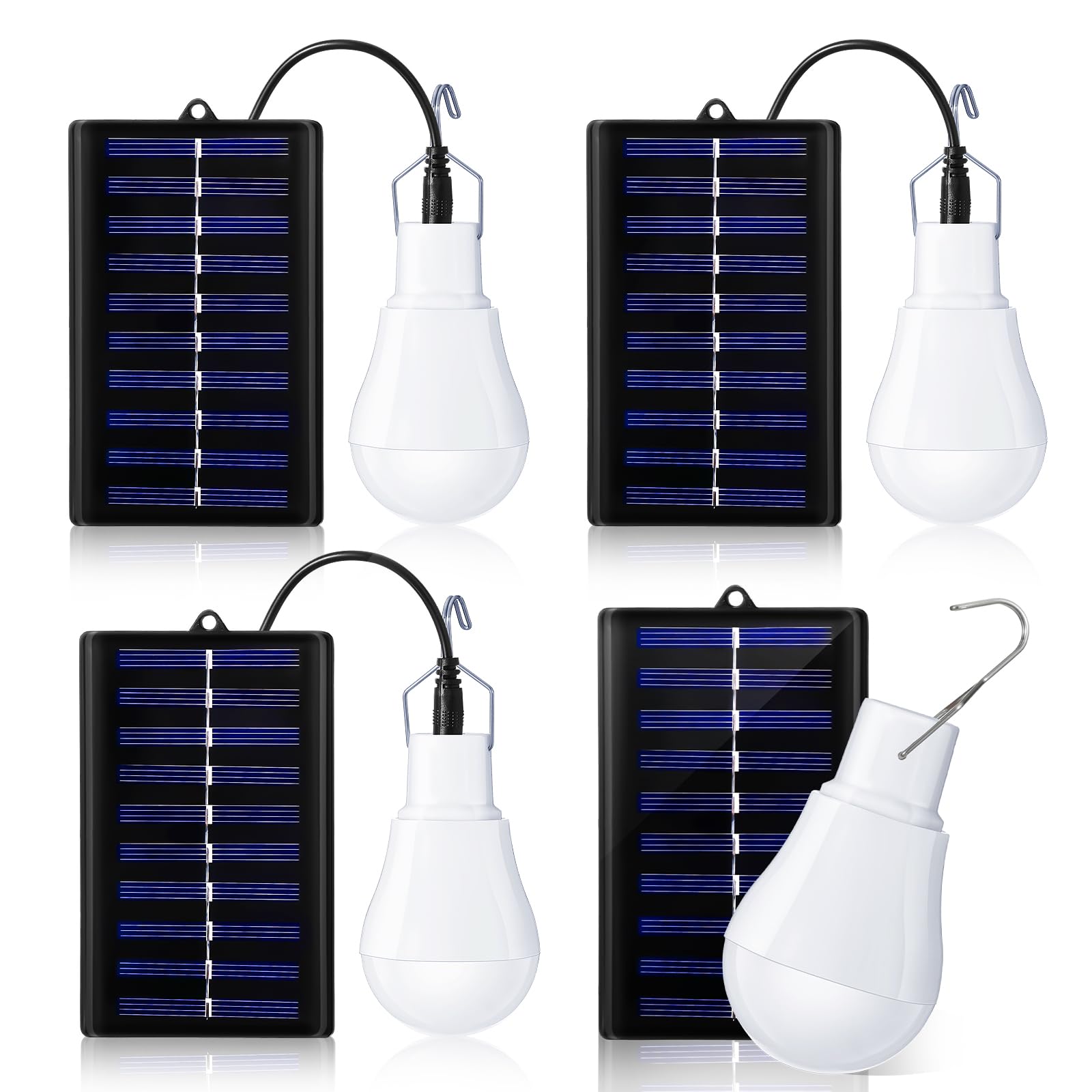 VIHOSE 4 Pcs Solar Light Bulbs Solar Powered Light Portable Emergency Light Bulb Waterproof LED Bulb Solar Camping Tent Light Indoor Outdoor Shed Night Fishing Chicken Coop