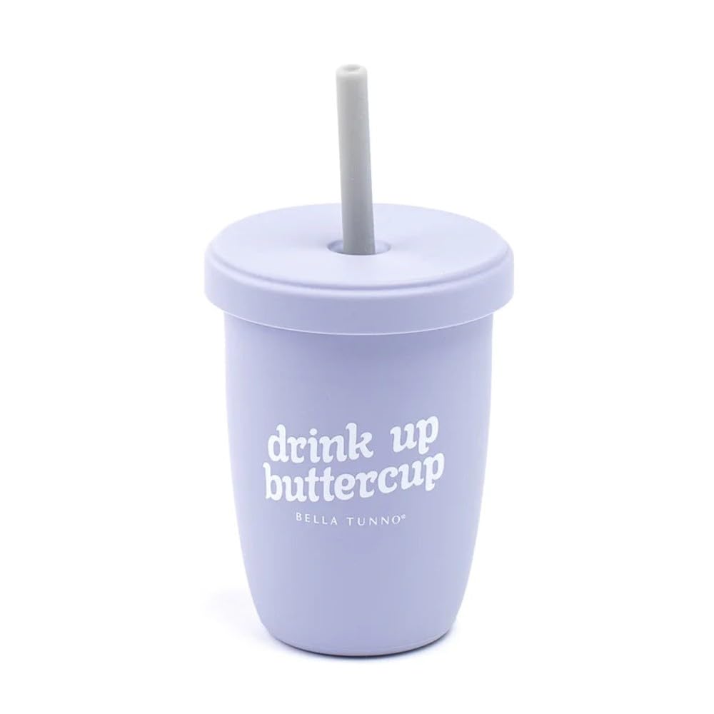 BELLA TUNNO Happy Sippy Straw Lid β Silicone Baby Straw and Lid Baby Sippy Cup, Made with Non-Toxic Silicone BPA Free (Drink Up Buttercup)