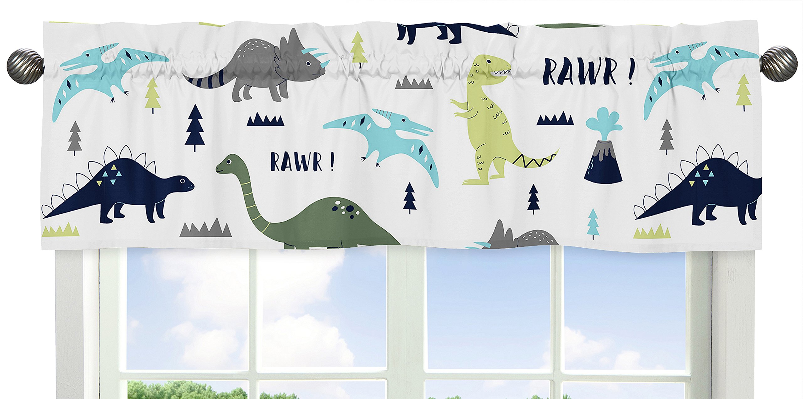 Navy Blue and Green Modern Dinosaur Baby Boys or Girls 11 Piece Crib Bedding Set