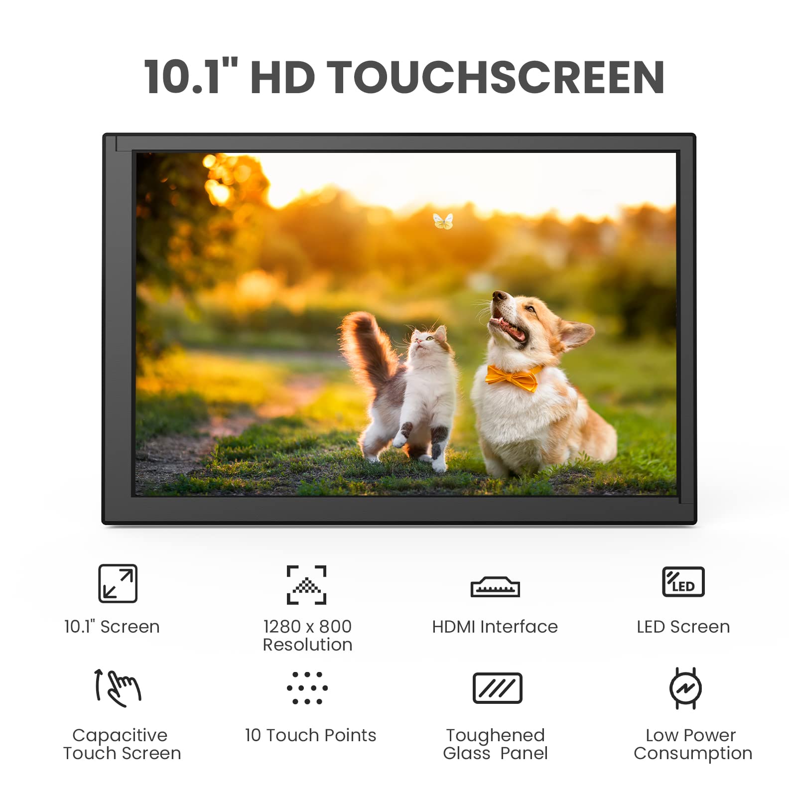 APROTII 10.1 inch HDMI Monitor, 1280x800 IPS 10-points Capacitive Touchscreen Monitor 10 inch Portable Single Board Monitor for PS4 Switch PC Laptop Pi/4B/3B+/3B/3A+/2B/B+