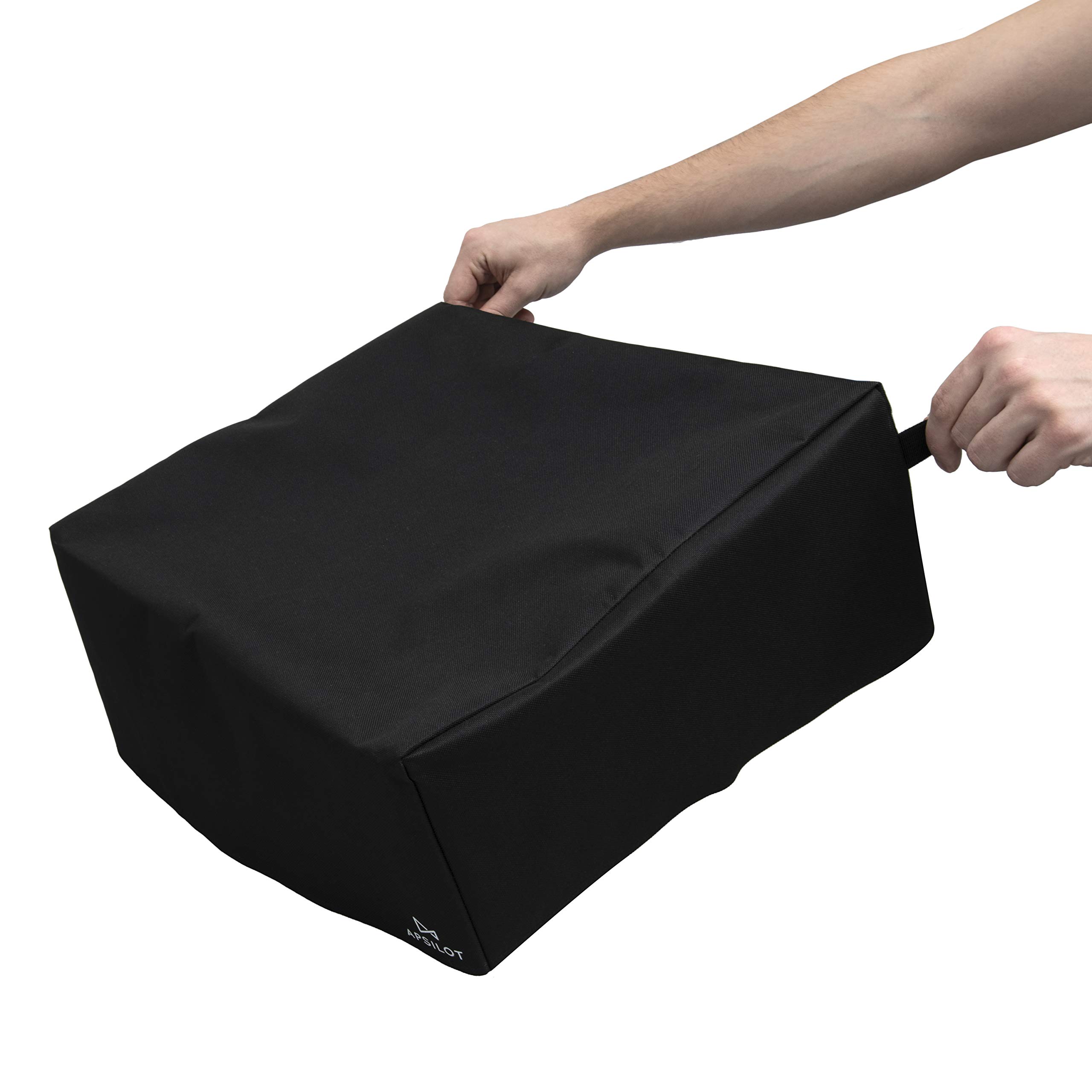 Apsilot Turntable Dust Cover - Vinyl Record Player Protector with 2 Finger Pull Tabs - Fits Technics SL1200, SL1210 and Pioneer PLX1000 - Black Premium Foldable Fabric - Complete with Microfiber Cloth