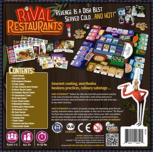 Gap Closer Games | Rival Restaurants | Strategy Board Game | Set Collection Game | 2 to 6 Players | Ages 10+ | 45+ Minutes