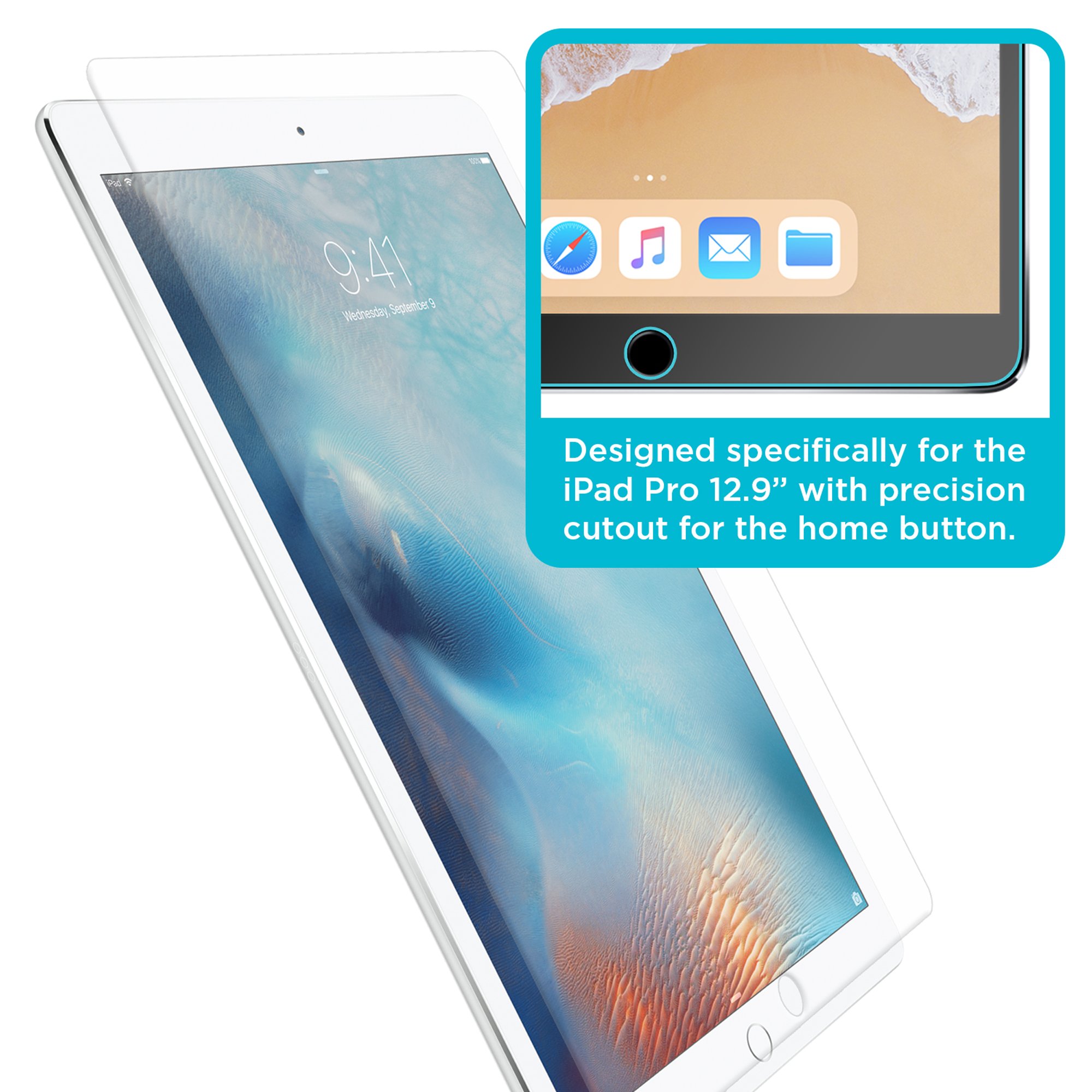 Tech Armor Ballistic Glass Screen Protector Designed for Apple iPad Pro 12.9 Inch (2015 and 2017) 1 Pack