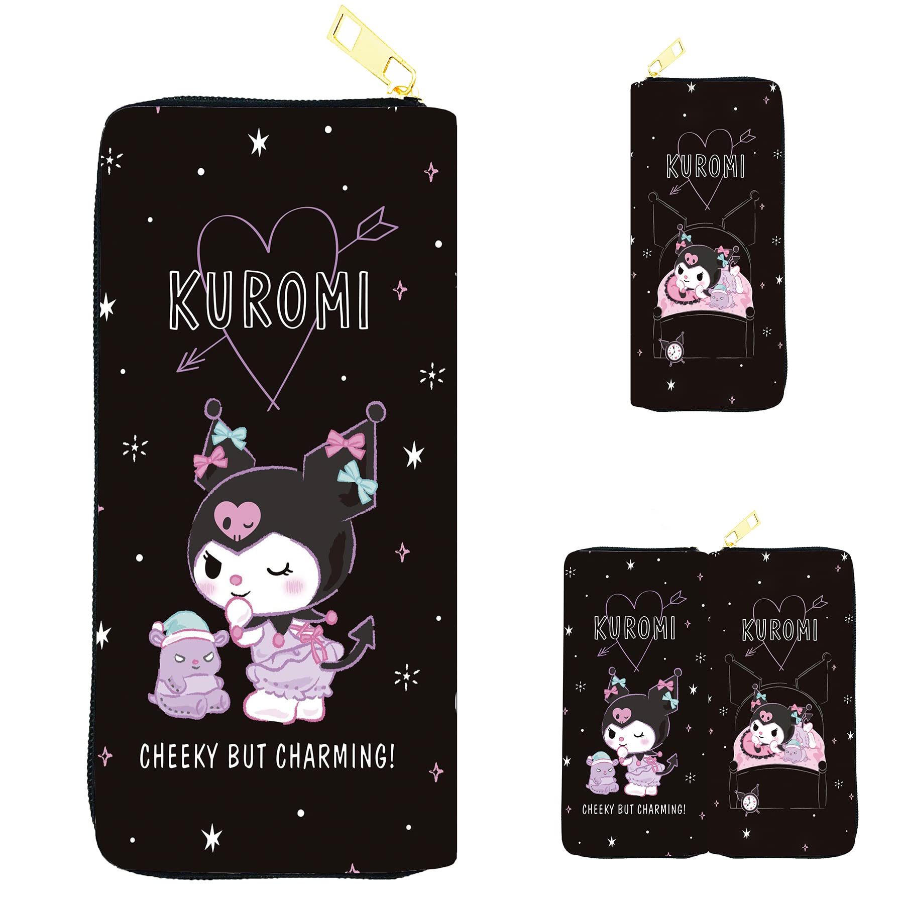 Anime Wallet Cute Purse Leather Cartoon Wallet for Girls Women (ku blackqb)¡