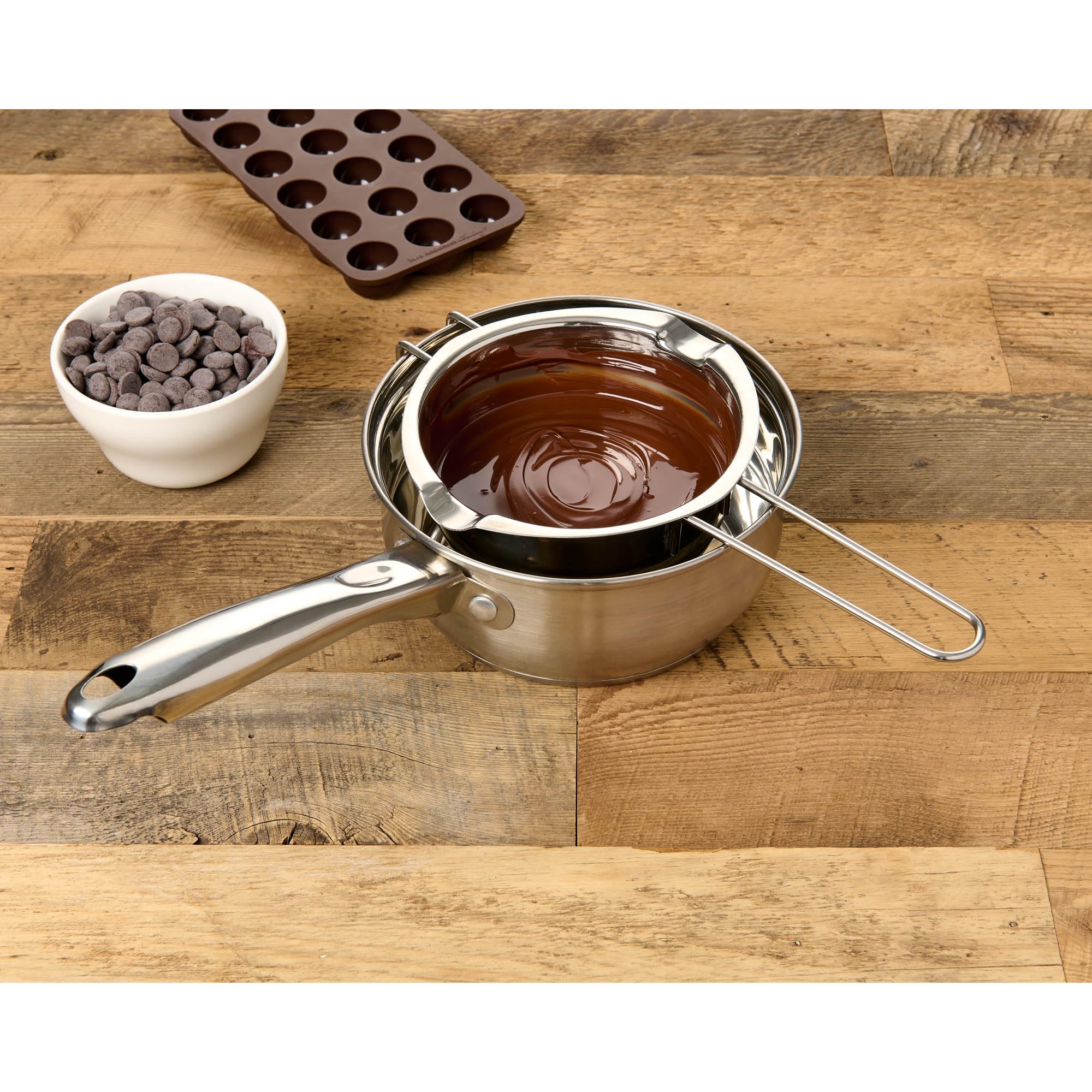 Mrs. Anderson’s Baking Chocolate Melting Pot with Pour Spouts, Heavyweight Stainless Steel, 2.5-Cup Capacity