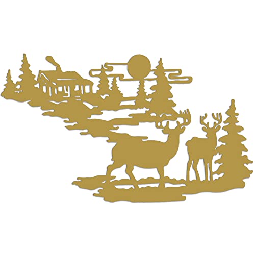 Garden 4 you Large Deer Woodland Large Golden Metal Decor Wall Art Forest Deer Wall Decor Metal Mountain Deer Cabin Decor Deer Woodland Decor Metal Deer Decor Rustic Animal Hunting Decor for Bedroom Wall Decoration 23.6