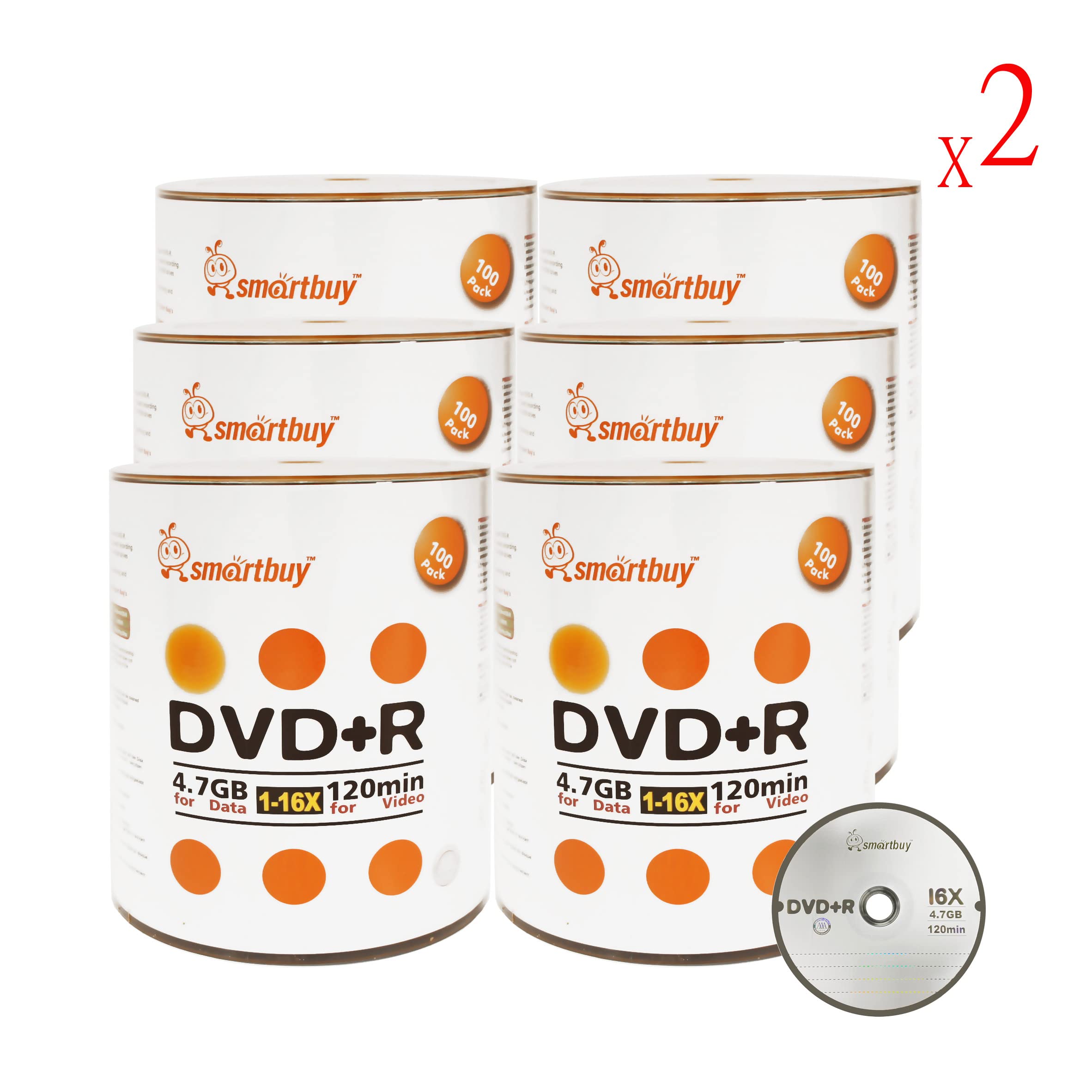 Smart Buy 1200 Pack DVD+R 4.7gb 16x Logo Blank Data Video Movie Recordable Disc, 1200 Disc 1200pk