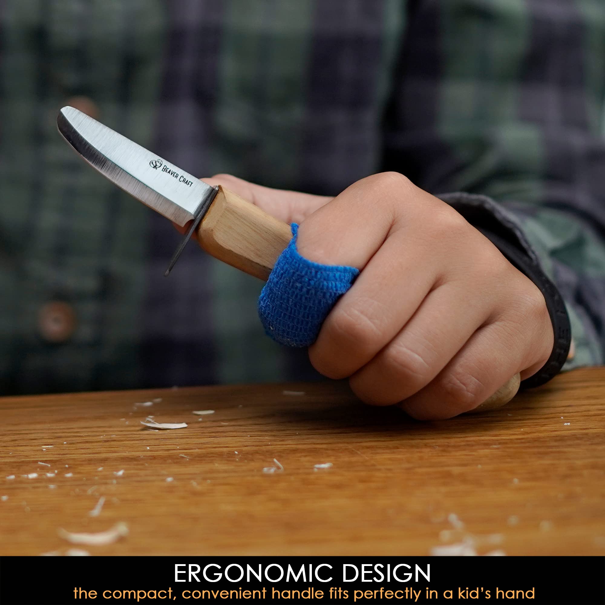 BeaverCraft Whittling Knife for Beginners C1 Kid Stropping Leather Strop Kit for Sharpening Knife Strop LS2P1