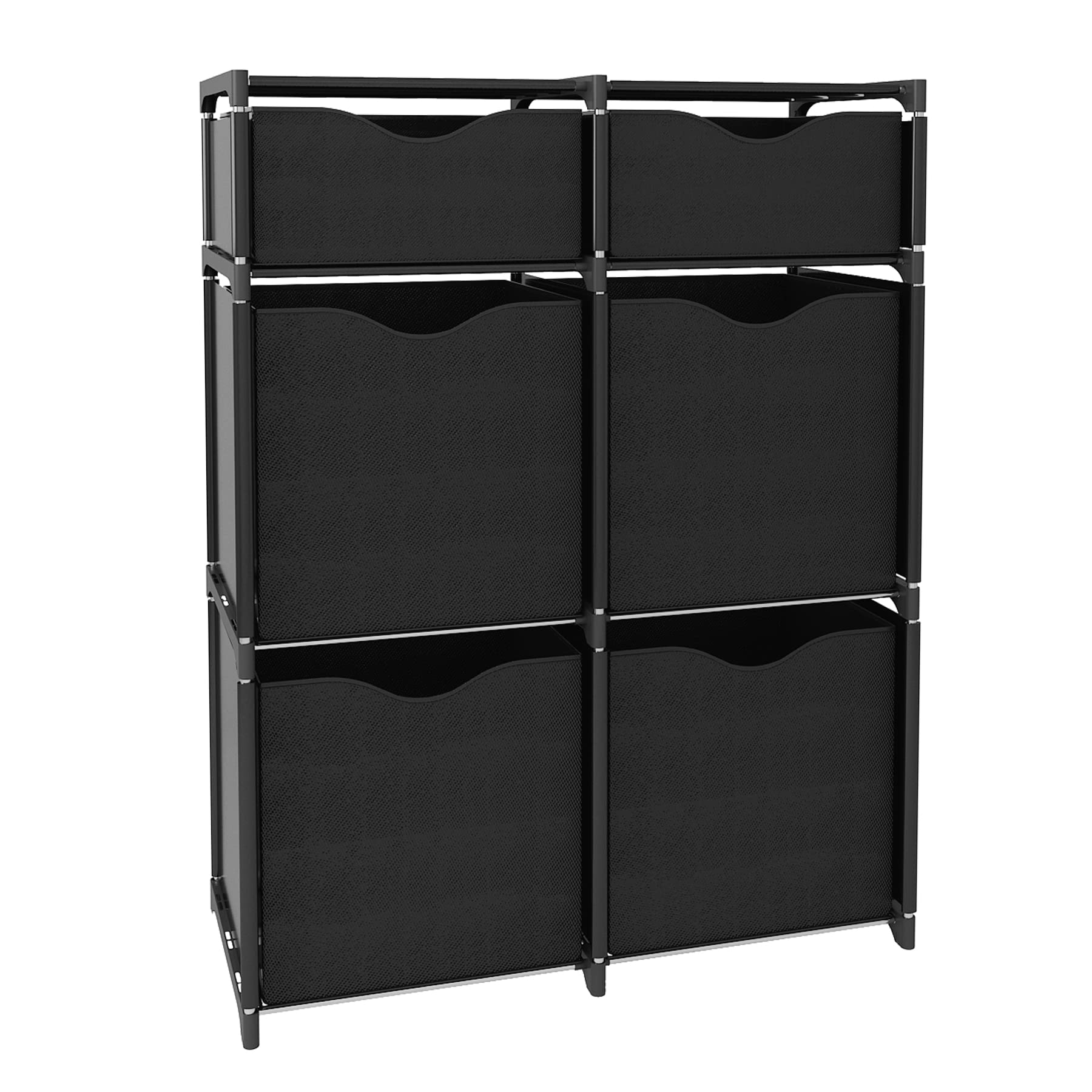 Dttwacoyh Closet Organizers and Storage Shelf Unit with 6 Storage Bins,Stackable Cube Storage Organizer,Drawer Organizers for Clothing,Book,Livingroom(Black)